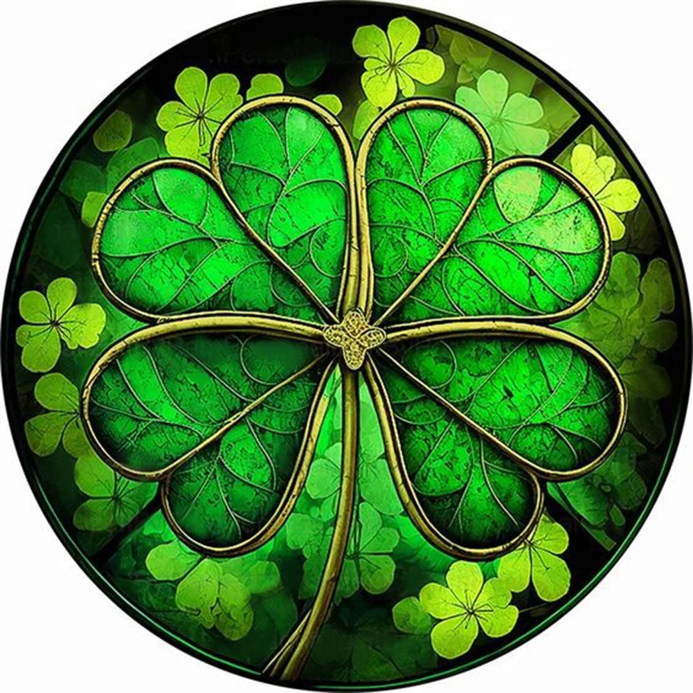 Four Leaf Clover Stained Glass Diamond Painting – Color-Full Creations